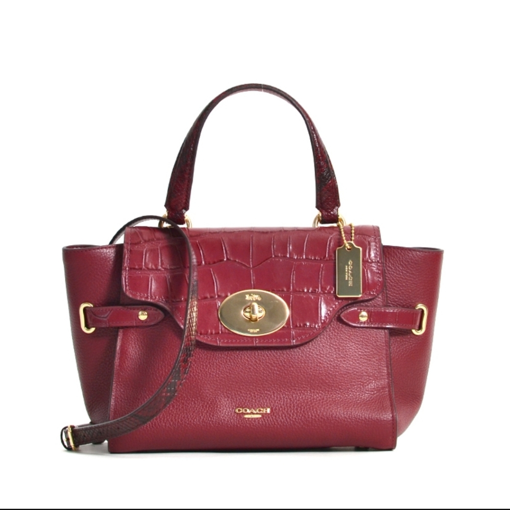 Coach Blake Flap Carryall Wine Crossbody Bag - Gem